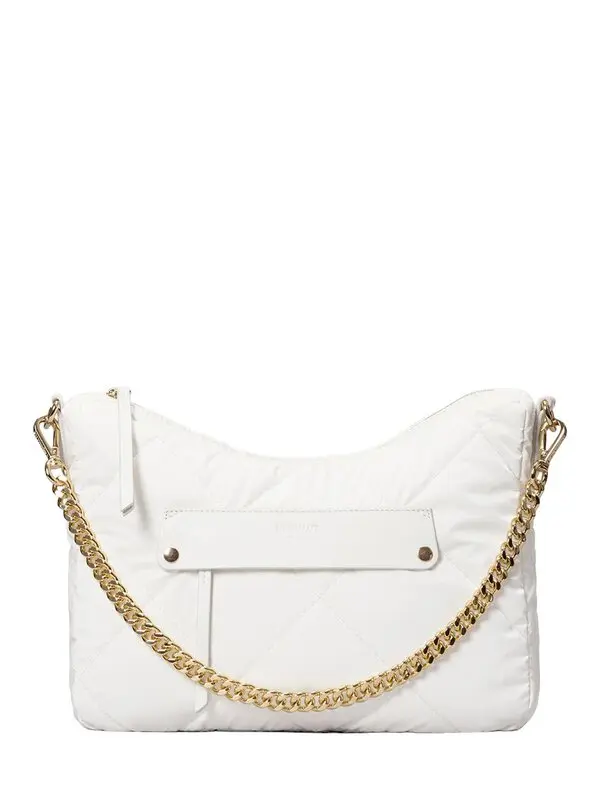 Mz Wallace Madison Uptown Quilted Nylon Crossbody Bag - Chalk Liquid