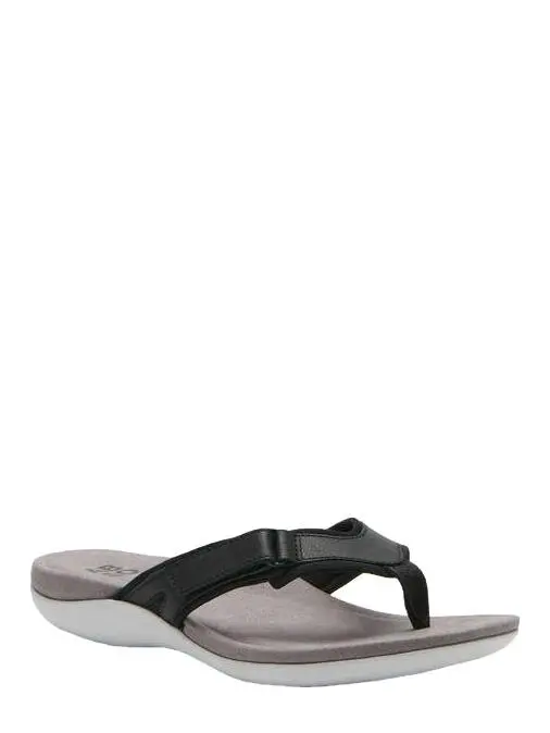 ABEO Oasis Sport Flip Flop With Water-resistant Leather Uppers And Adjustable Strap - Black