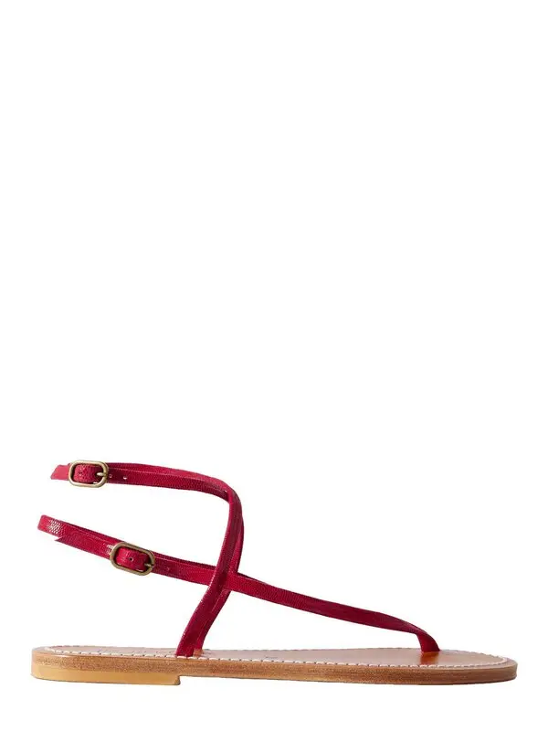 K.JACQUES Abako Lizard-effect Leather Sandals - Red