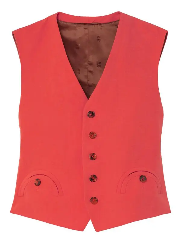 BLAZÉ MILANO Flica Feral Silk And Linen-blend Vest - Orange