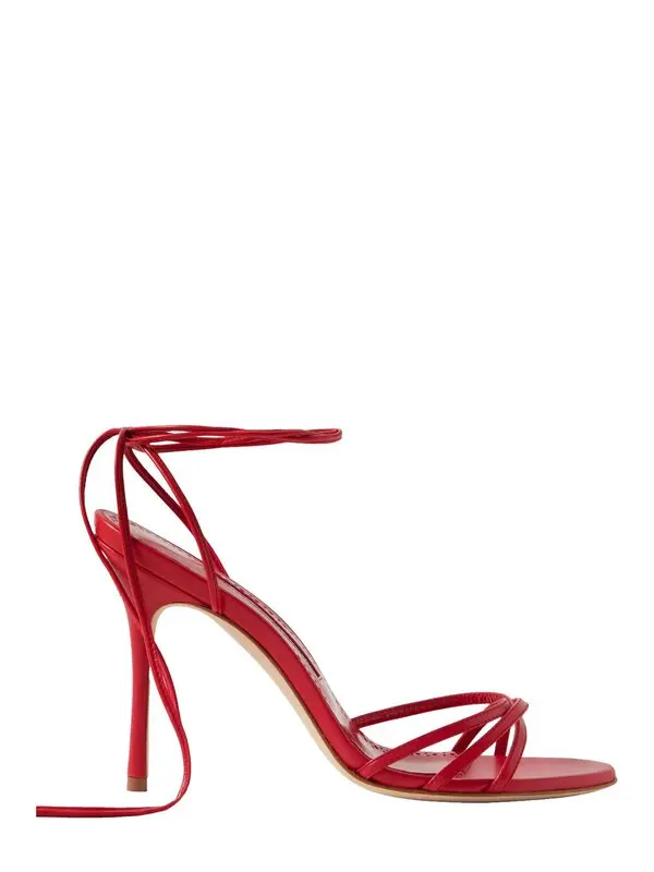 Manolo Blahnik Leva 105 Leather Sandals - Red