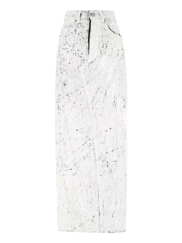 MAISON MARGIELA Coated-finish Midi Skirt - White
