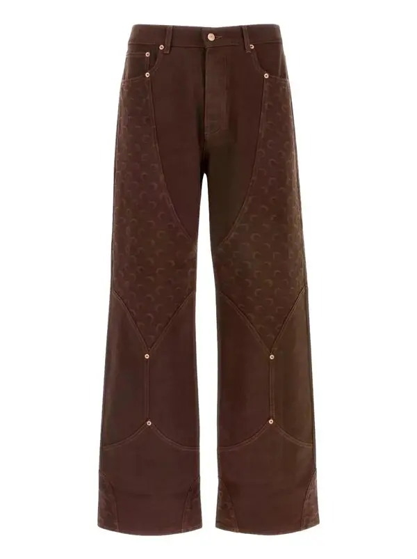 MARINE SERRE Embroidered Trousers - Brown