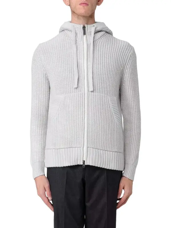 PAOLO PECORA Ribbed-knit Cardigan - Grey