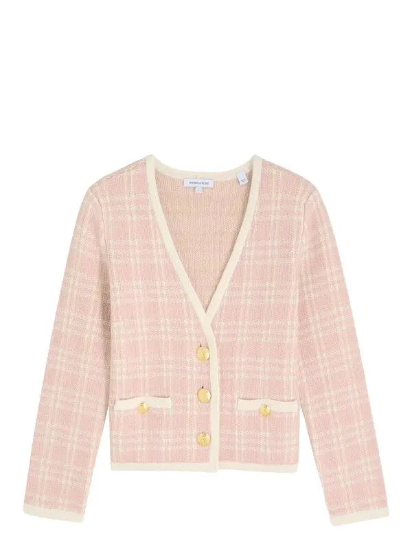 Veronica Beard Claudine Checked Cotton-blend Jacket - Pink And White