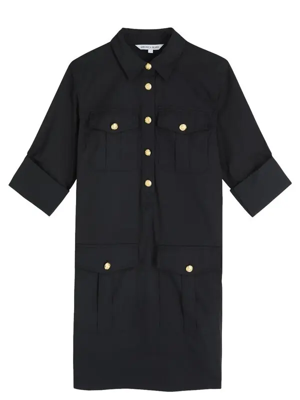 Veronica Beard Saude Stretch-cotton Poplin Shirt Dress - Black