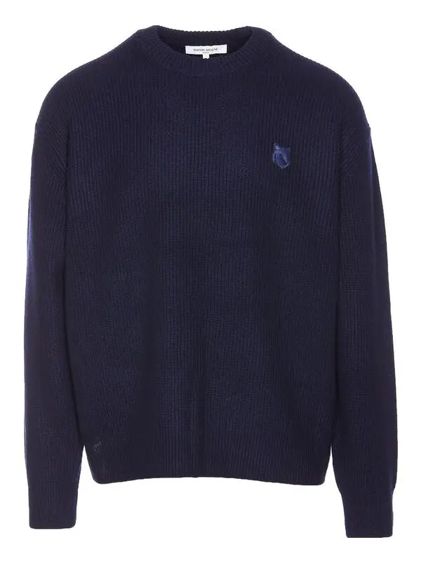 Maison Kitsuné Fox Head Wool Jumper - Blue