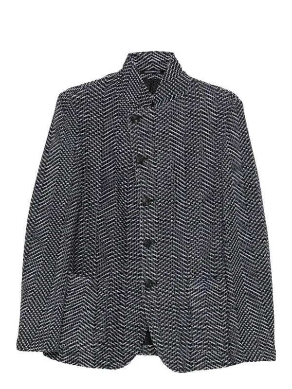 Emporio Armani Chevron Wool Blazer - Grey