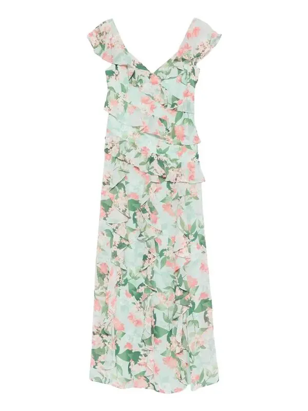 Eliza J Floral Print V-neck Dress - Green
