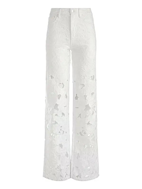 Alice + Olivia Weezy High-rise Eyelet Jeans - White