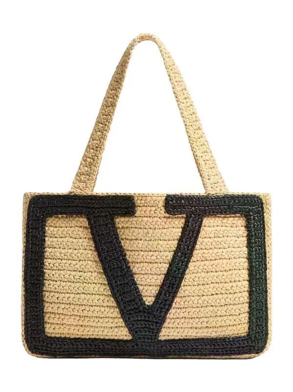 Valentino Garavani Medium Viva Superstar Raffia Tote Bag - Neutrals