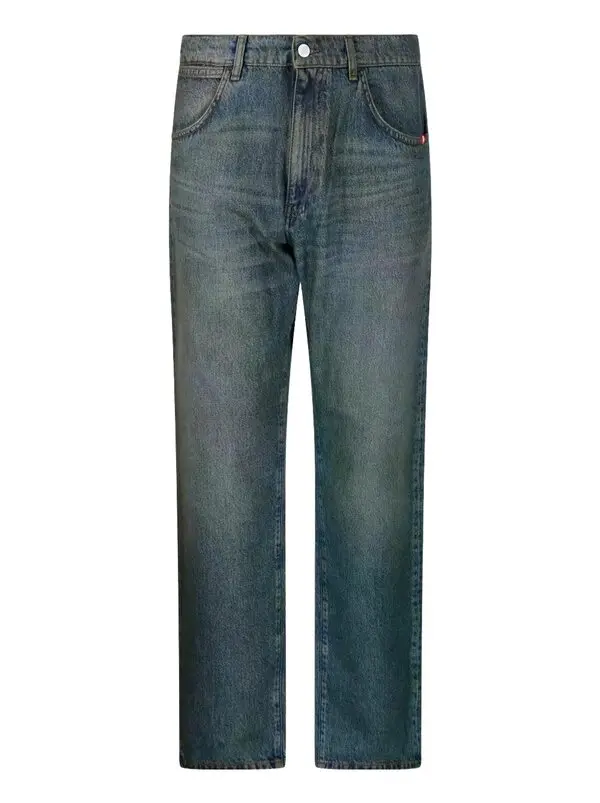 AMISH Cotton Straight Leg Jeans - Blue