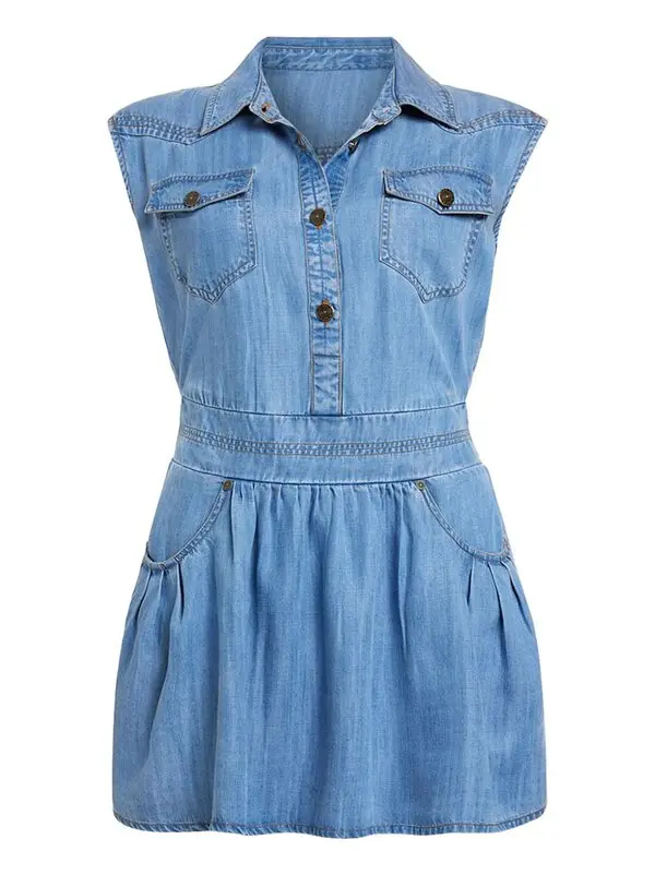 Ramy Brook Paxton Denim Mini Shirtdress - Spring Chambray