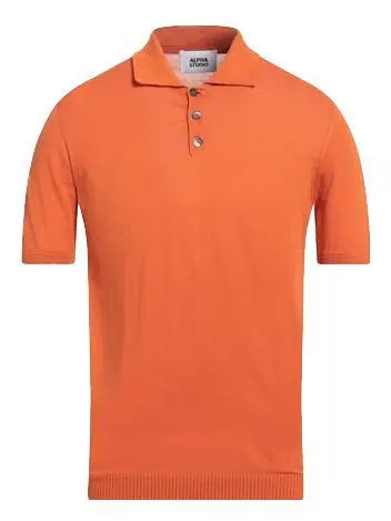 Alpha Studio Cotton Knit Polo Shirt - Orange