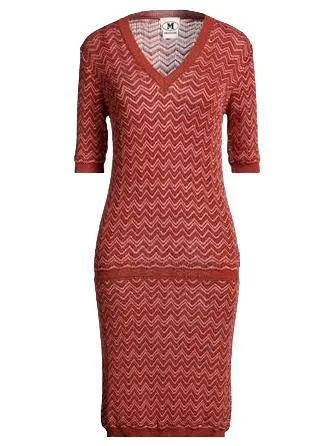 Missoni Knitted Viscose, Cotton, Wool, Metallic Fiber, And Polyamide Mini Dress - Red