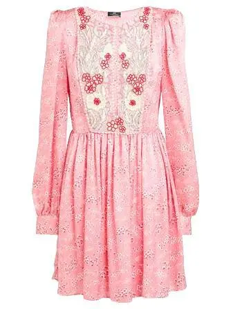 Elisabetta Franchi Flared Floral-print Mini Dress - Pink