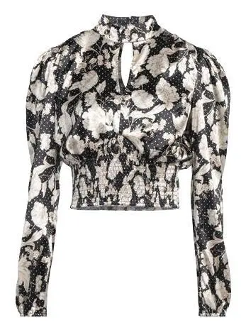 Guess Floral-print Satin Top - Black
