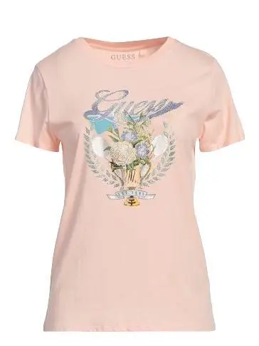 Guess Cotton Jersey T-shirt With Crystal Embellishment - Blush