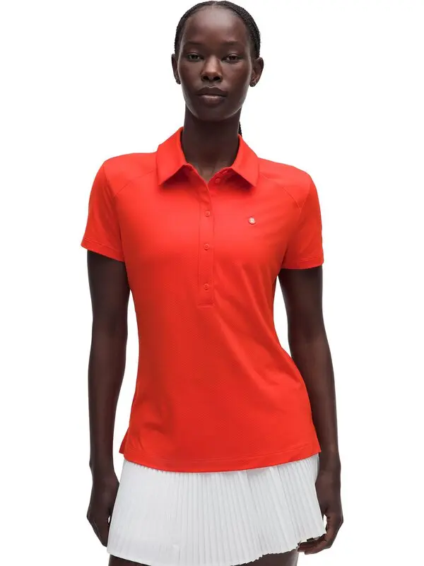 Lululemon Quick-dry Straight Hem Polo Shirt - Cherry Ember
