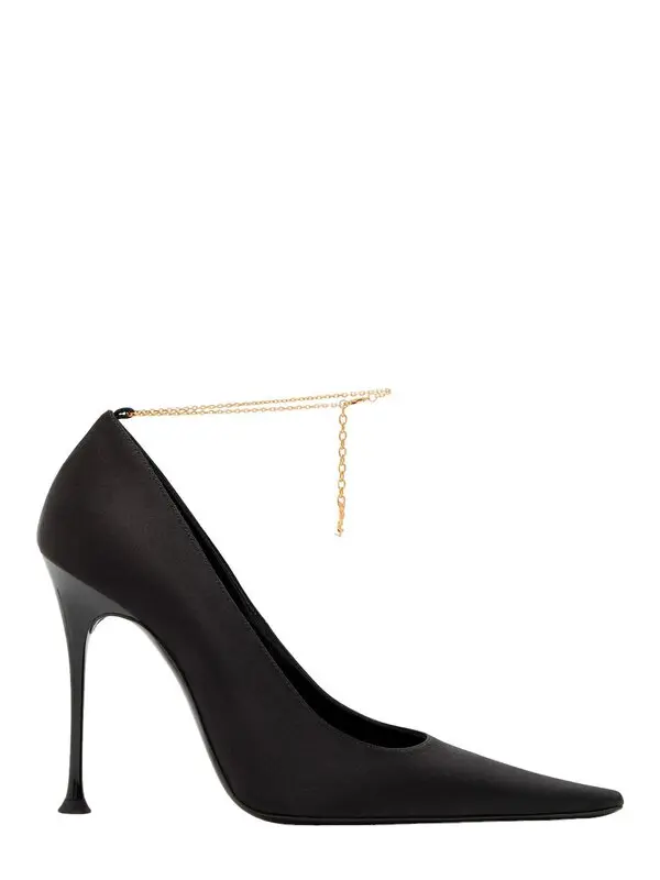 Saint Laurent Satin Pumps With Anklet Embellishment - Black