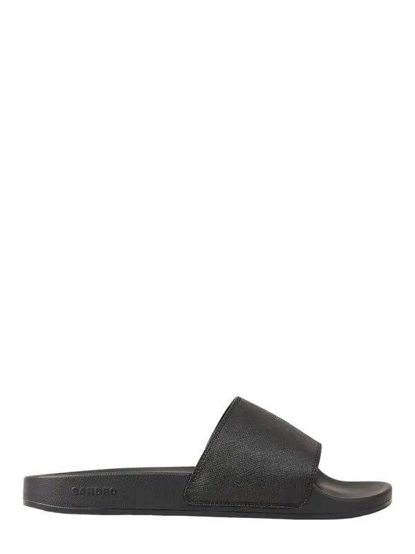 Sandro Sandals With Saffiano-effect Reconstituted Leather - Black