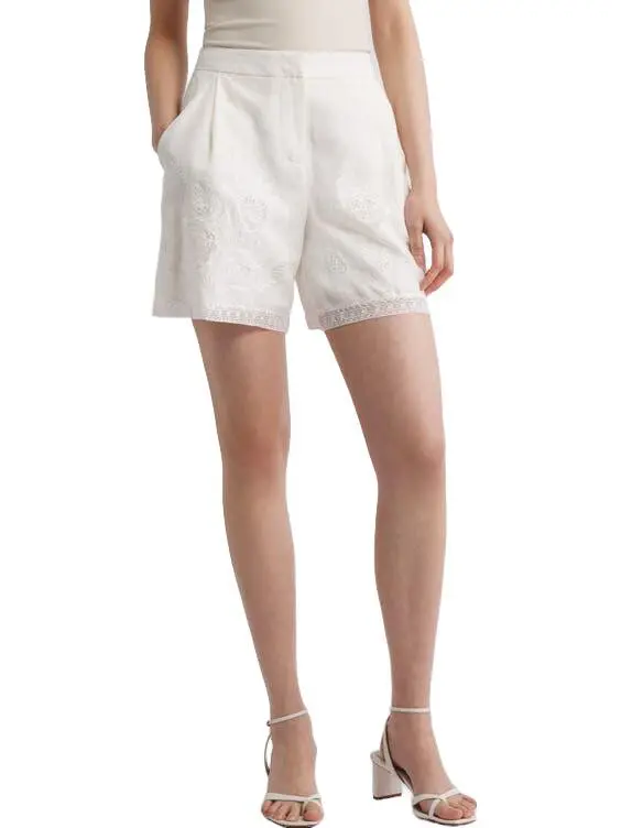 Kobi Halperin Embroidered High-waist Shorts - White