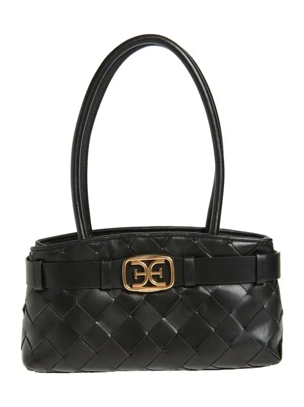 Sam Edelman Cleo Woven Leather Shoulder Bag - Black