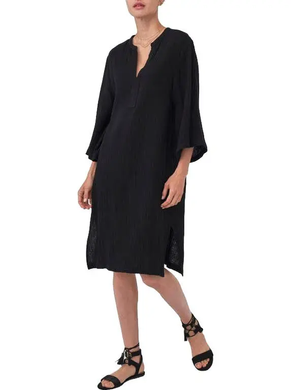 OCEAN+MAIN Short Gauze Tunic Dress With Pockets - Black