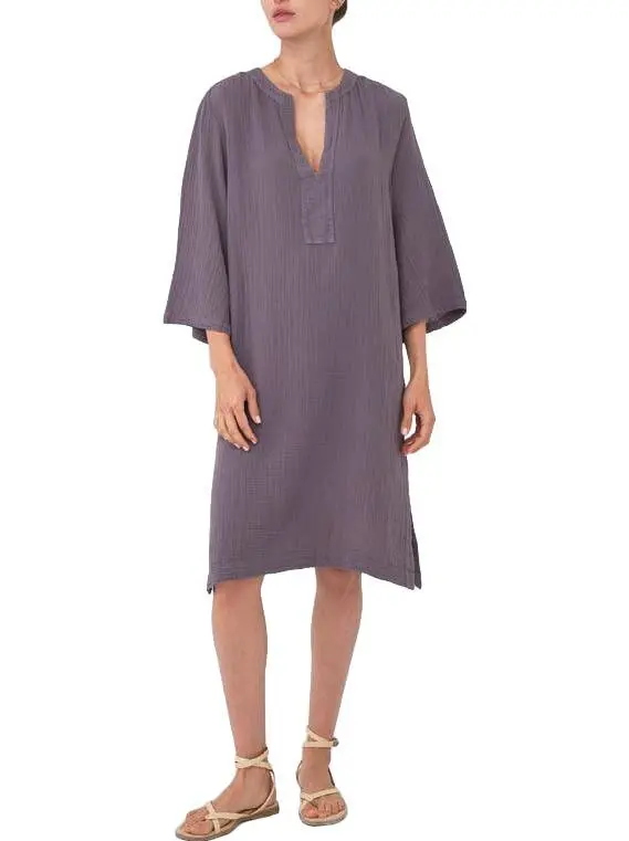 OCEAN+MAIN Short Gauze Tunic Dress With Pockets - Desert Amethyst