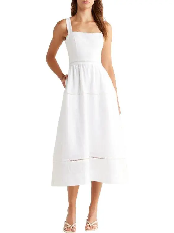 REFORMATION Everett Linen Midi Sundress - White