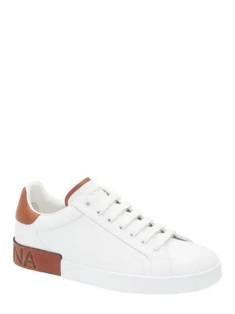 Dolce & Gabbana Portofino Leather Sneakers - 8s537 Bianco/ Cuoio