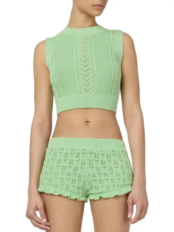 FLORENCE BY MILLS Pointelle Knit Crop Tank - Spruce Stone