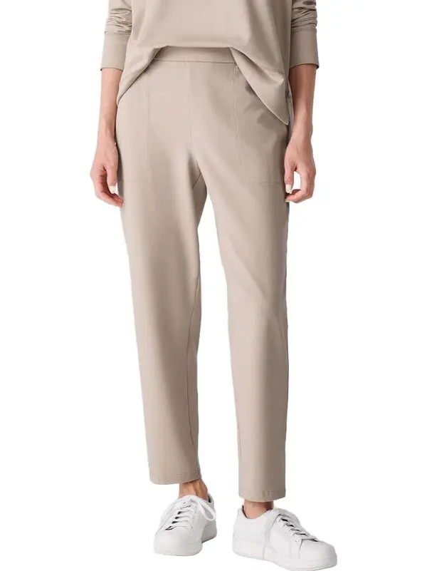 Eileen Fisher High-waist Organic Cotton Tapered Ankle Pants - Wheat