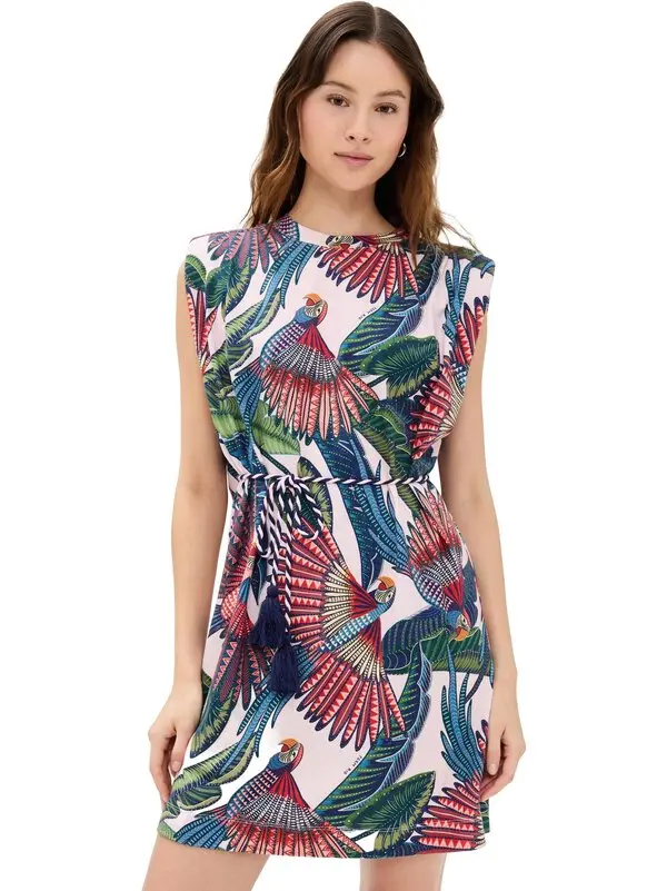 Farm Rio Macaw Flight Mini T-shirt Dress - Macaw Flight Pink