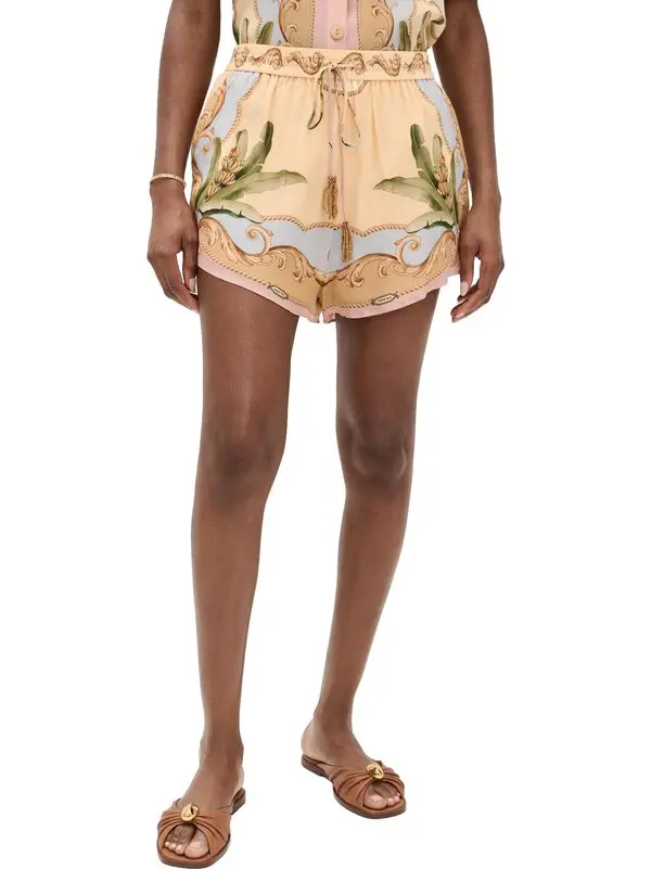 Farm Rio Printed Chiffon Shorts - Banana Royalty Kalendoscope