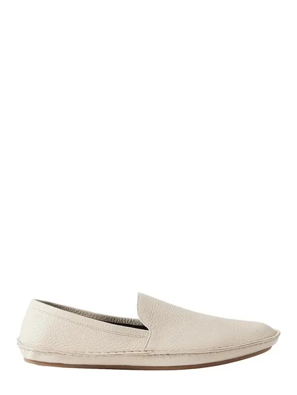 THE ROW Vasko Textured-leather Loafers - Ivory