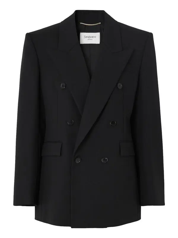 Saint Laurent Double-breasted Grain De Poudre Wool Blazer - Black