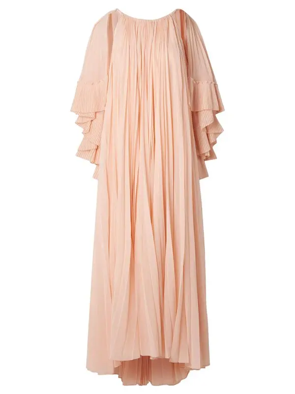 Zimmermann Illuminate Cape-effect Pleated Maxi Dress - Orange