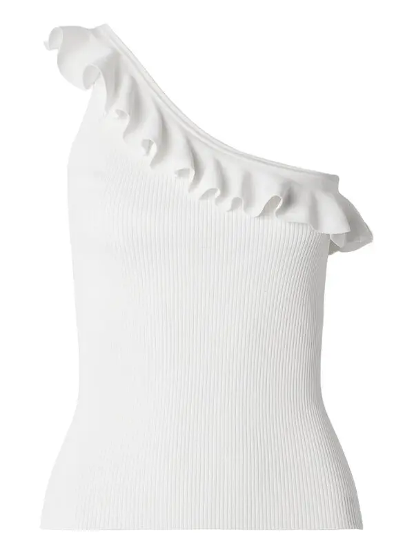 Zimmermann Rhiannon One-shoulder Ribbed-knit Top - Ivory