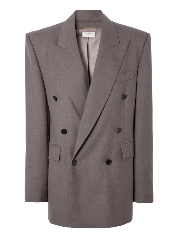 Saint Laurent Double-breasted Wool Blazer - Gray