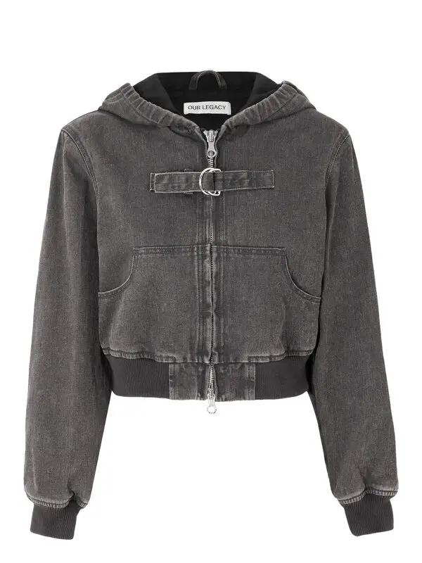 Our Legacy Cropped Hooded Denim Jacket - Gray