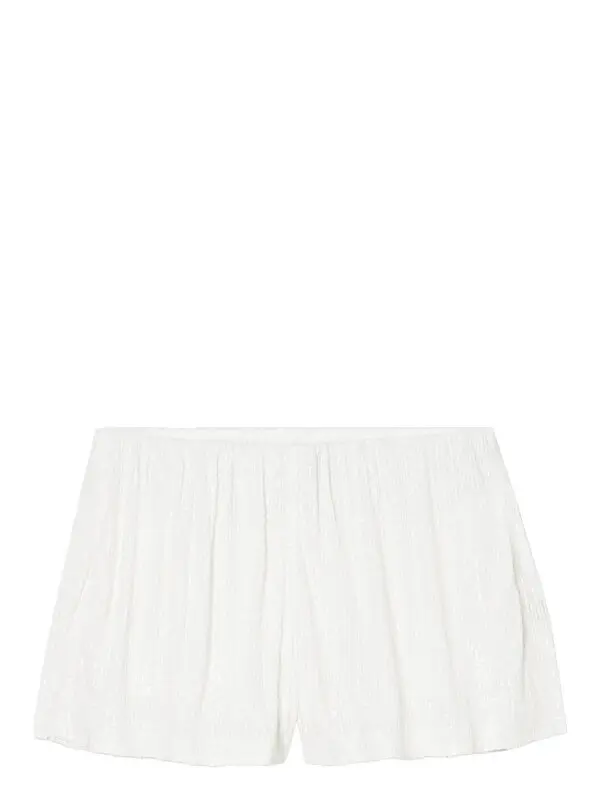 Norma Kamali Boyfriend Elephant Sequined Shorts - White