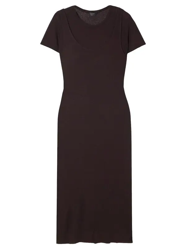 LESET Rozzi Layered Midi Dress - Brown