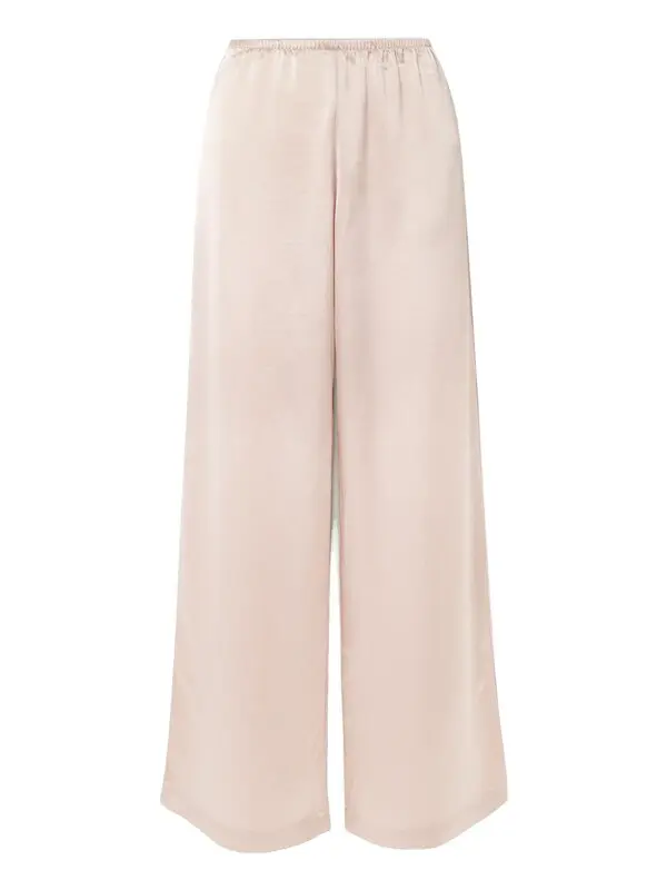 LESET Barb Washed-satin Wide-leg Pants - Pink
