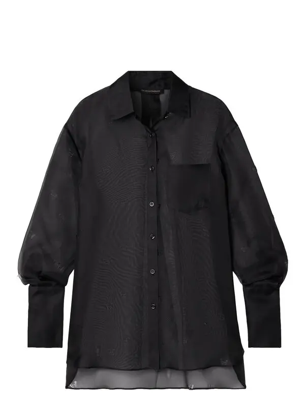 Kiki De Montparnasse Laser-cut Silk-organza Shirt - Black
