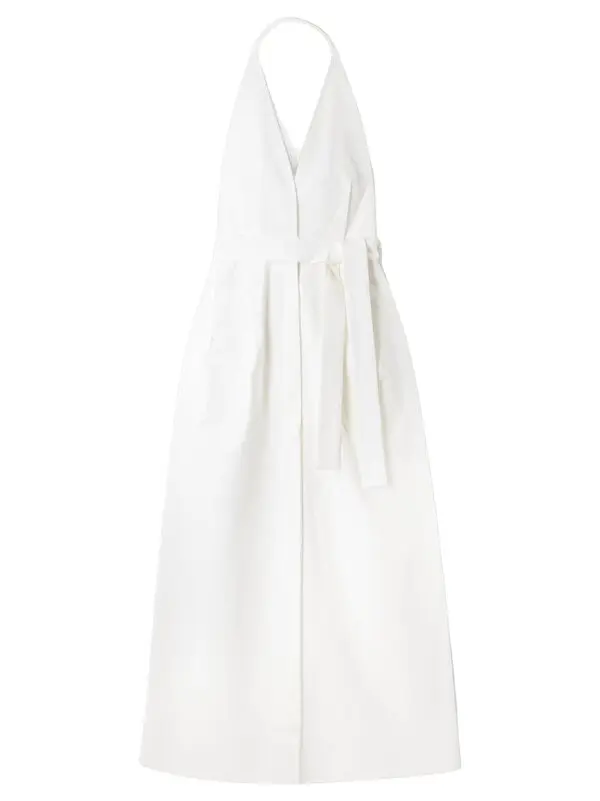 Max Mara Belted Cotton-blend Gabardine Maxi Dress - White