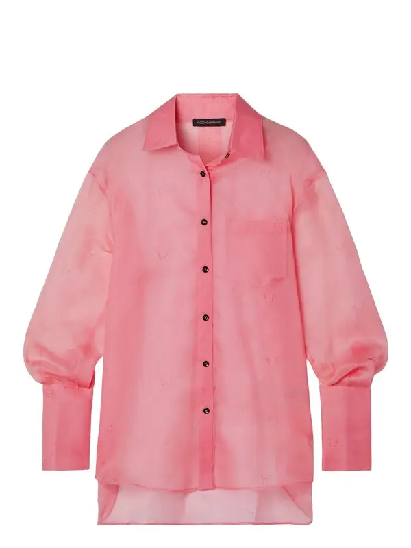 Kiki De Montparnasse Laser-cut Silk-organza Shirt - Pink