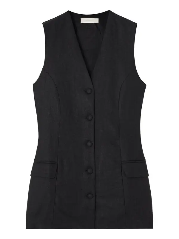 Faithfull The Brand Eloise Linen Vest - Black