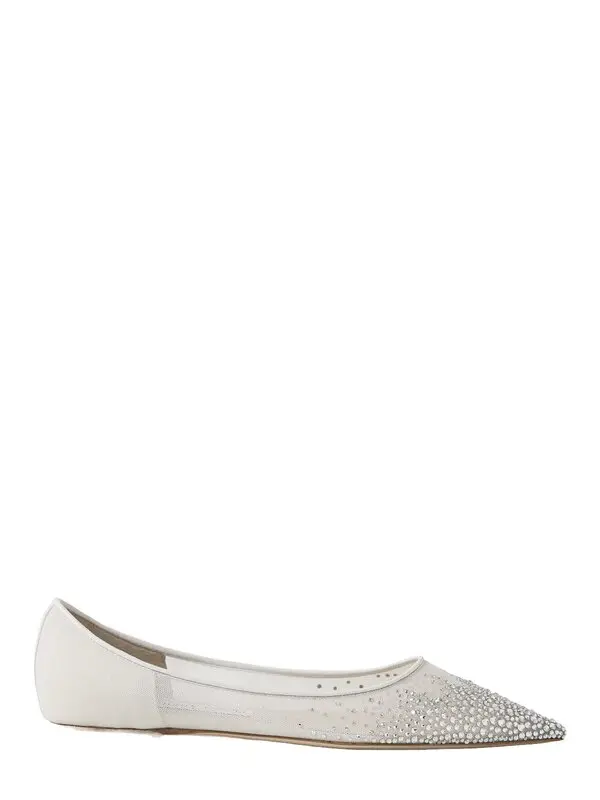 JIMMY CHOO Love Crystal-embellished Mesh Flats - Silver