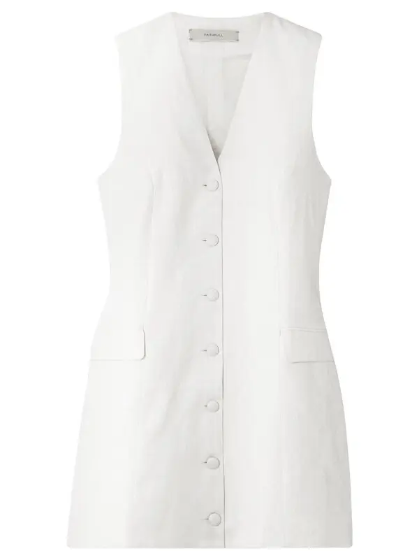 Faithfull The Brand Eloise Sleeveless Linen Mini Dress - White